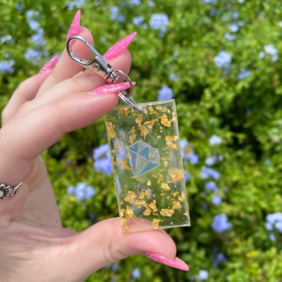 Accessories | Blue Diamond Gem Cartoon Sticker Gold Flakes Keychain Bag ...